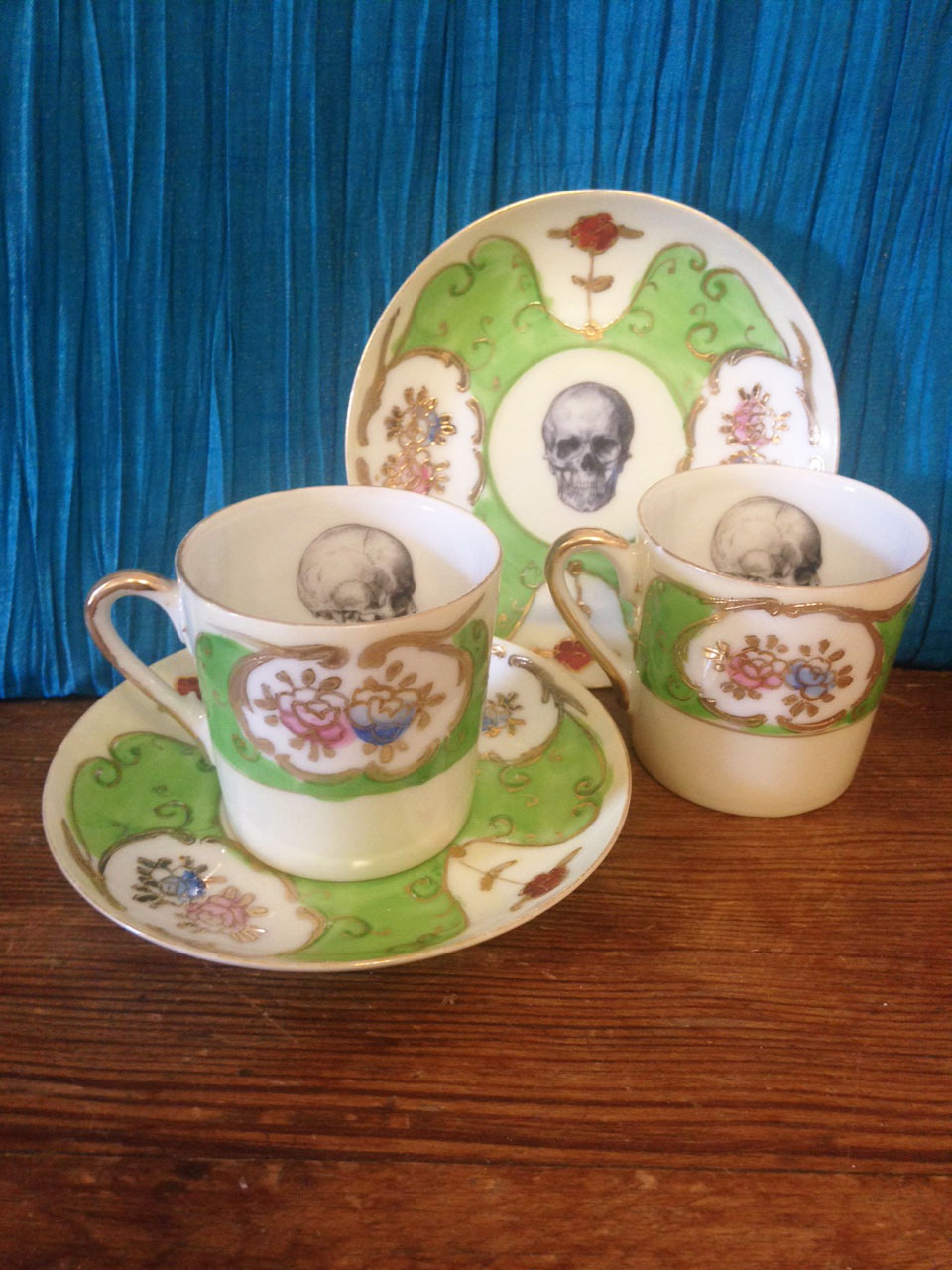 Melody Rose Upcycled Green Gold Skull Espresso Cups – Melody Rose London
